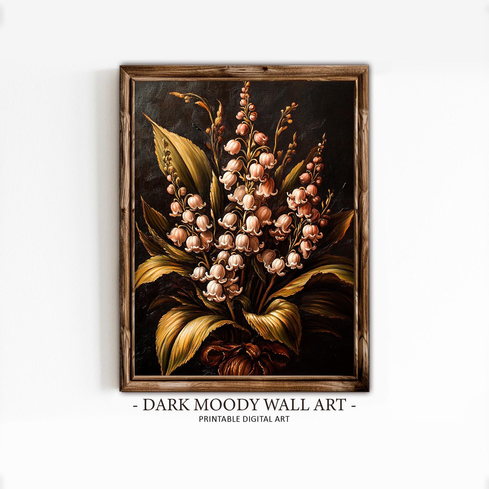 Dark Gothic Lily of the Valley Printable Wall Art, Antique Botanical ...
