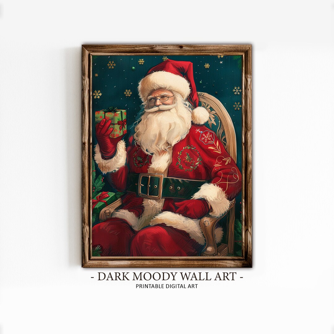 Santa Claus Vintage Christmas Printable Wall Art, Vintage Holiday Decor ...