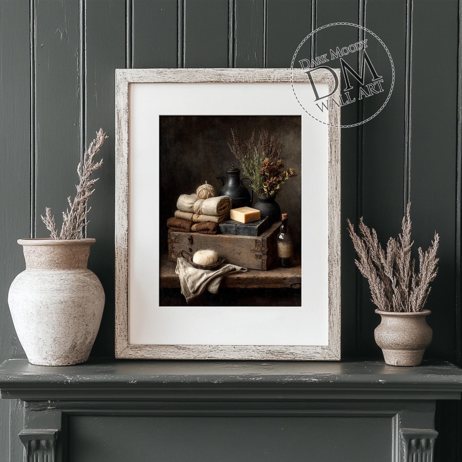 Laundry Room Decor Print, Rustic Towels and Herbs Still Life Wall Art ...