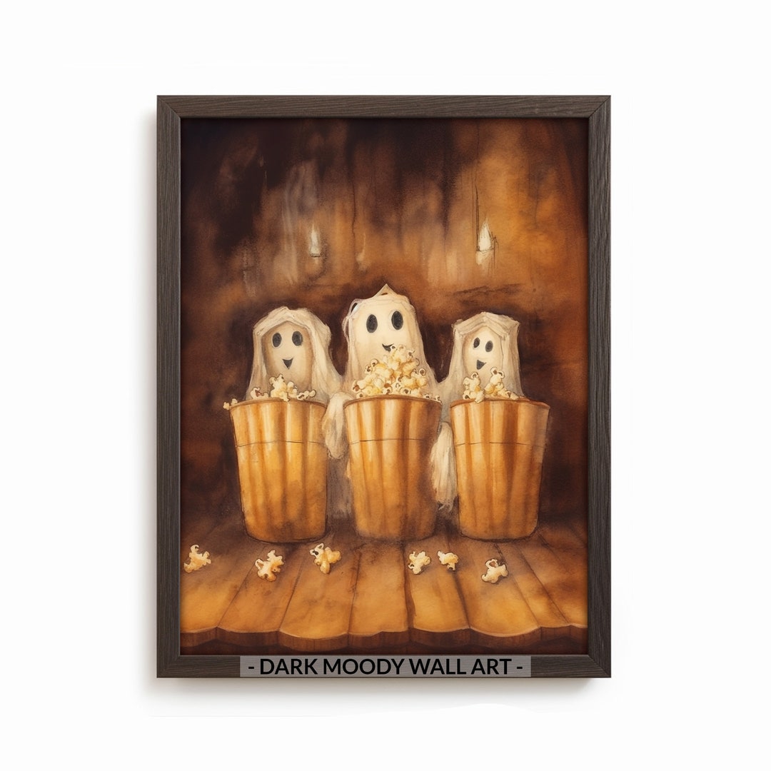 Ghost Eating Popcorn Poster Haunted Painting Gothic - Etsy