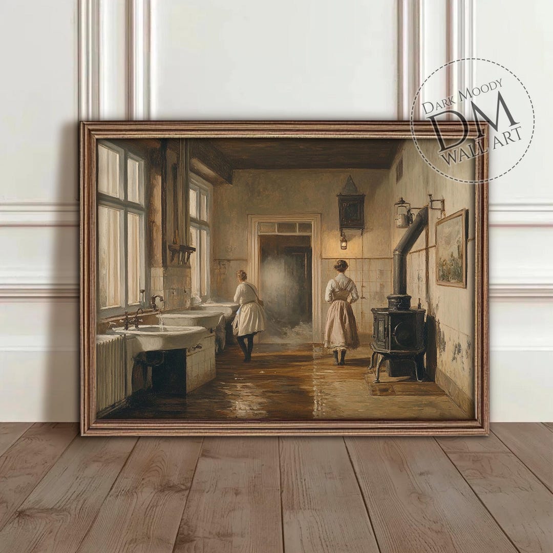 Victorian Laundry Room Decor, Printable Dark Moody Wall Art, Vintage ...