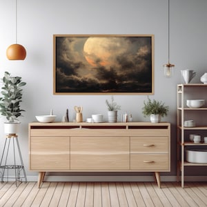 Full Moon Print, Night Moonlight Printable, Moody Decor, Dark Halloween ...