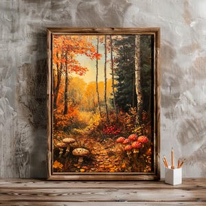 Fall Prints, Printable Autumn Forest Wall Art, Vintage Autumn Landscape ...