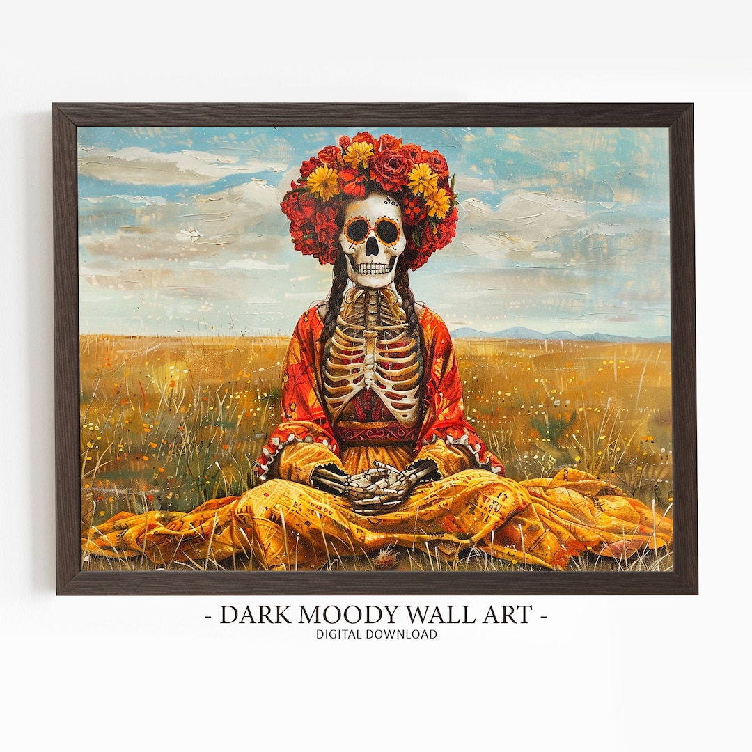 Calavera Catrina Print, Dia De Los Muertos, Colorful Folk Art, Mexican ...