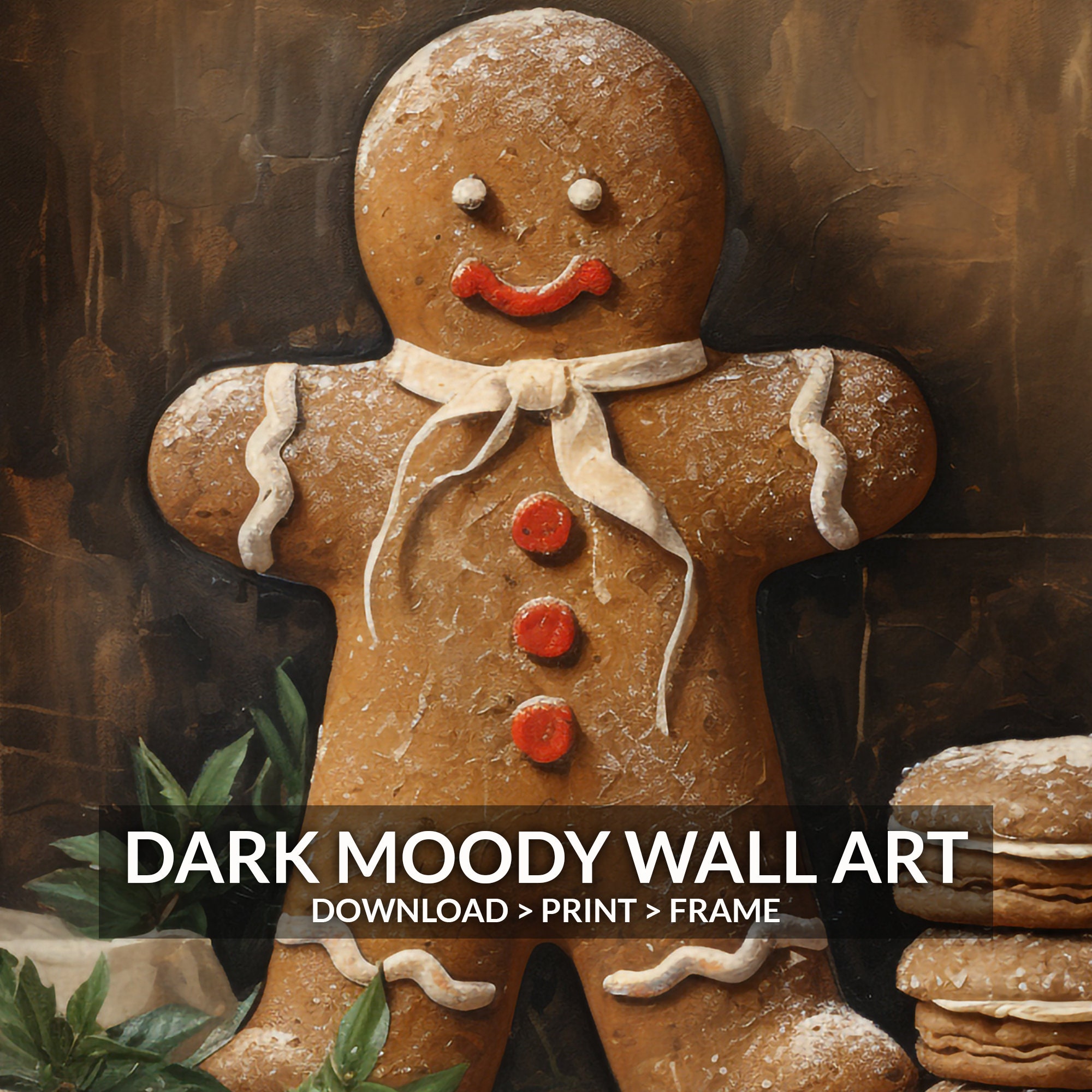Gingerbread Print, Vintage Christmas Wall Art, Gingerbread Man Painting ...