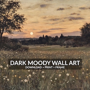 Firefly Field Landscape Printable Wall Art, Evening Countryside Scene ...