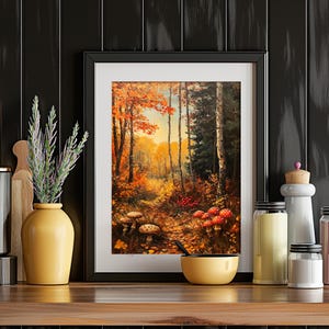 Fall Prints, Printable Autumn Forest Wall Art, Vintage Autumn Landscape ...