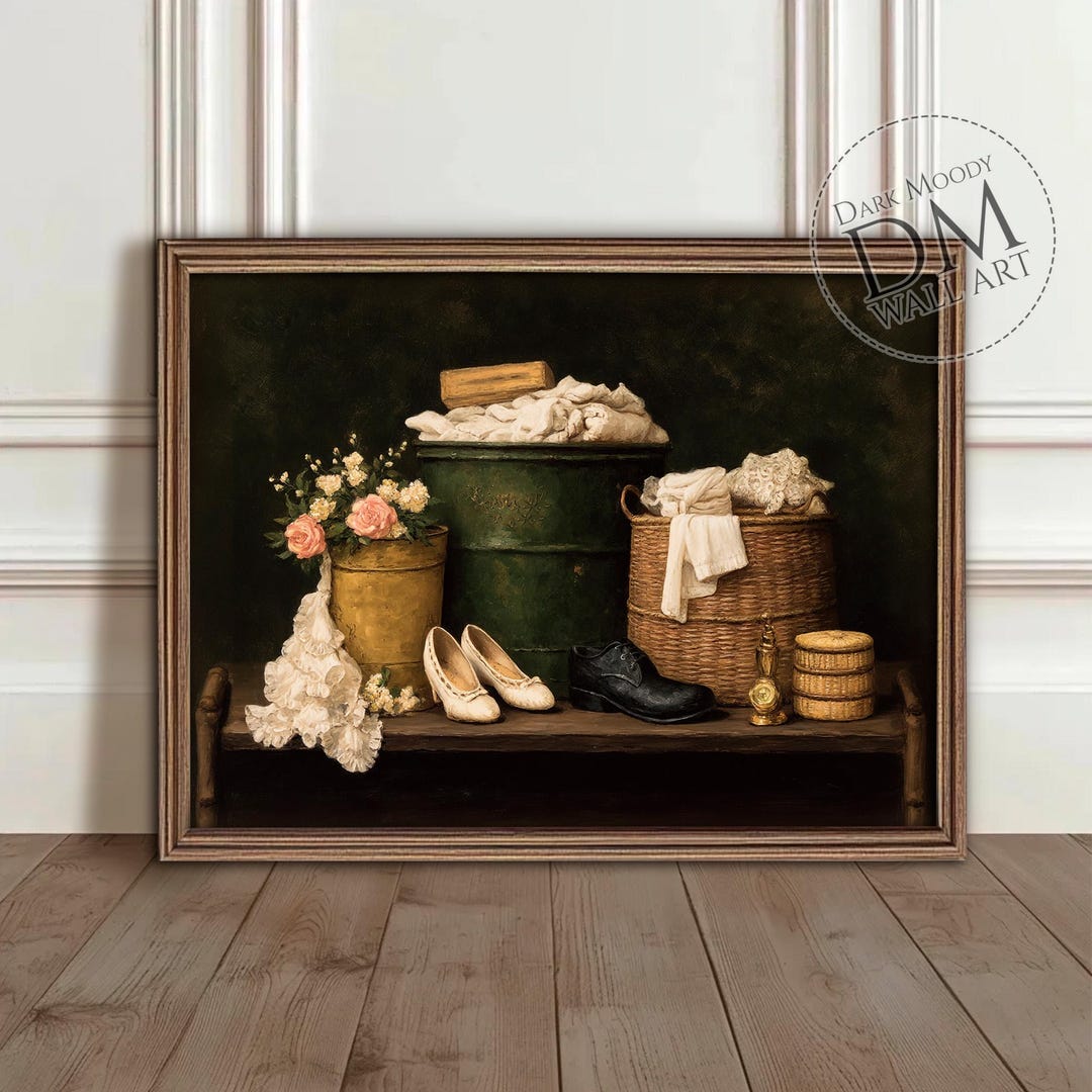 Victorian Laundry Room Decor, Printable Dark Moody Wall Art, Antique ...