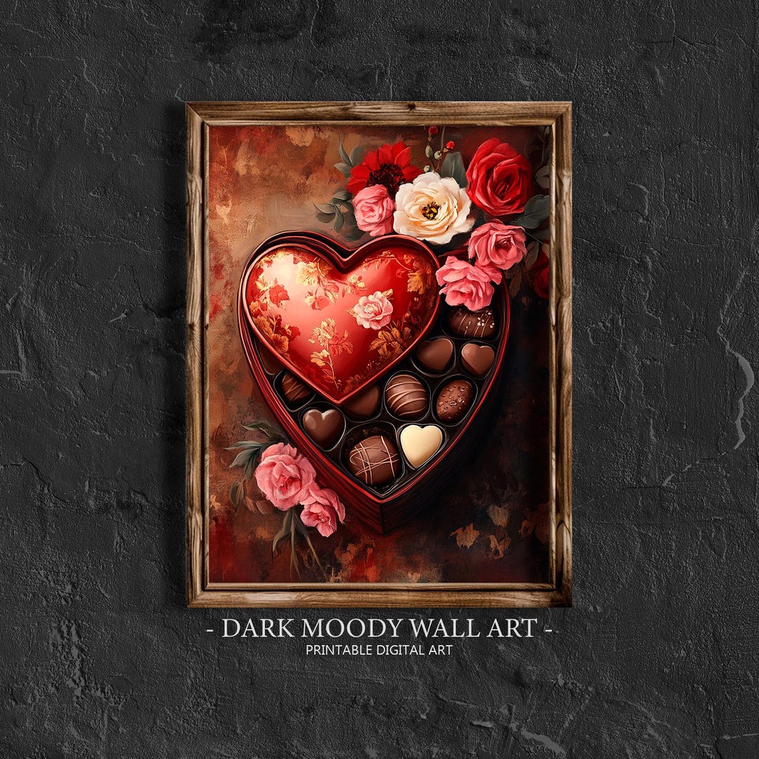 Roses & Heart Chocolate Box Valentines Day Decor Valentines Wall Art ...