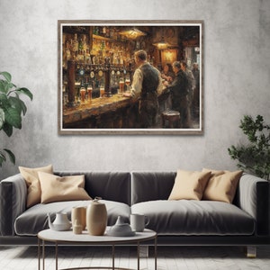 Irish Pub Scene Printable Wall Art, Rustic Tavern Beer Bar Print ...