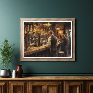 Irish Pub Scene Printable Wall Art, Rustic Tavern Beer Bar Print ...