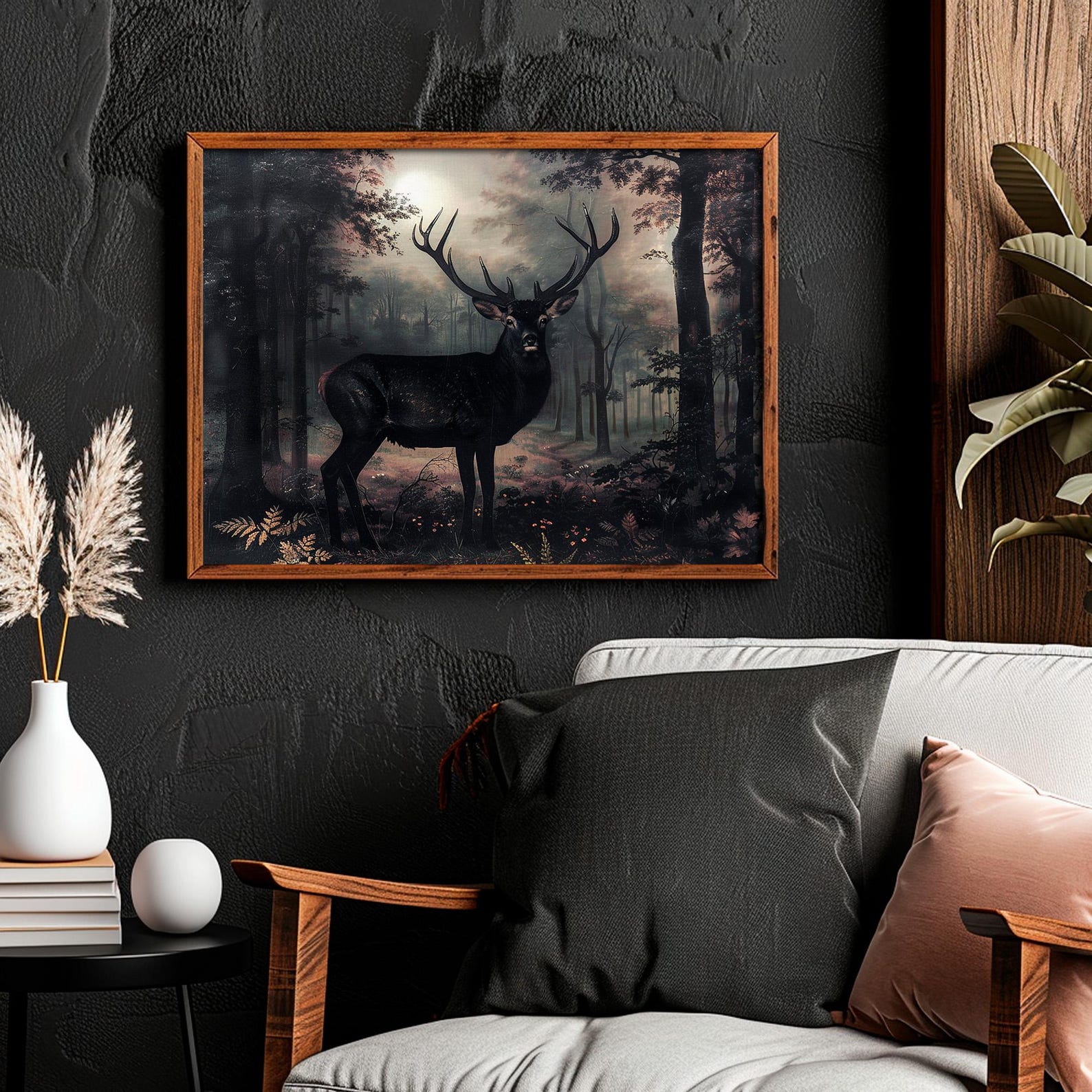 Stag Printable Wall Art, Gothic Woodland Animal Print, Digital Download ...