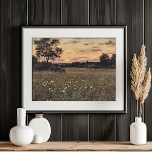 Firefly Field Landscape Printable Wall Art, Evening Countryside Scene ...