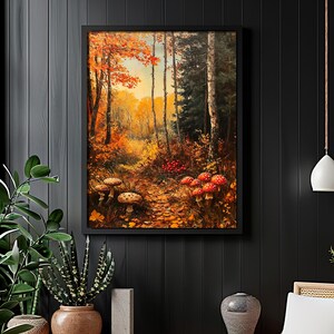 Fall Prints, Printable Autumn Forest Wall Art, Vintage Autumn Landscape ...