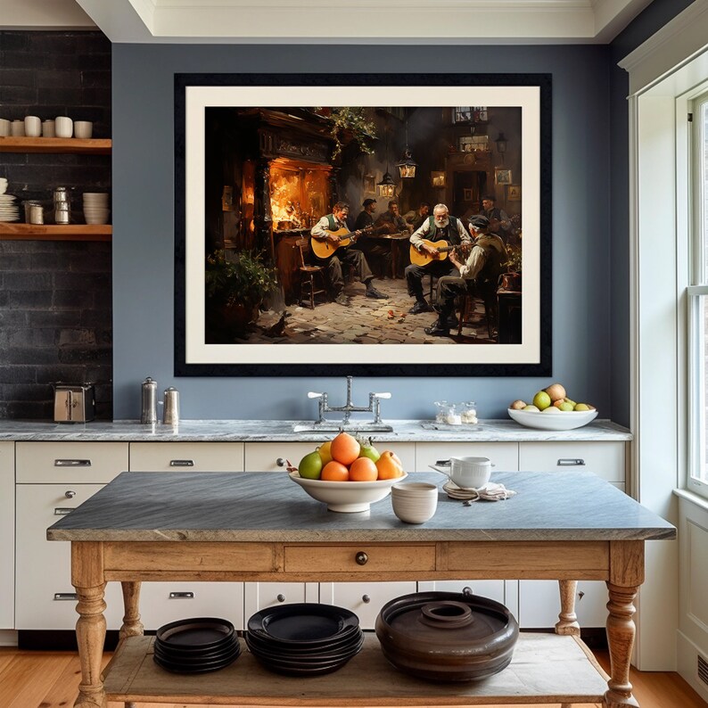 Irish Pub Scene Printable Wall Art, Rustic Music Tavern Print, Vintage ...