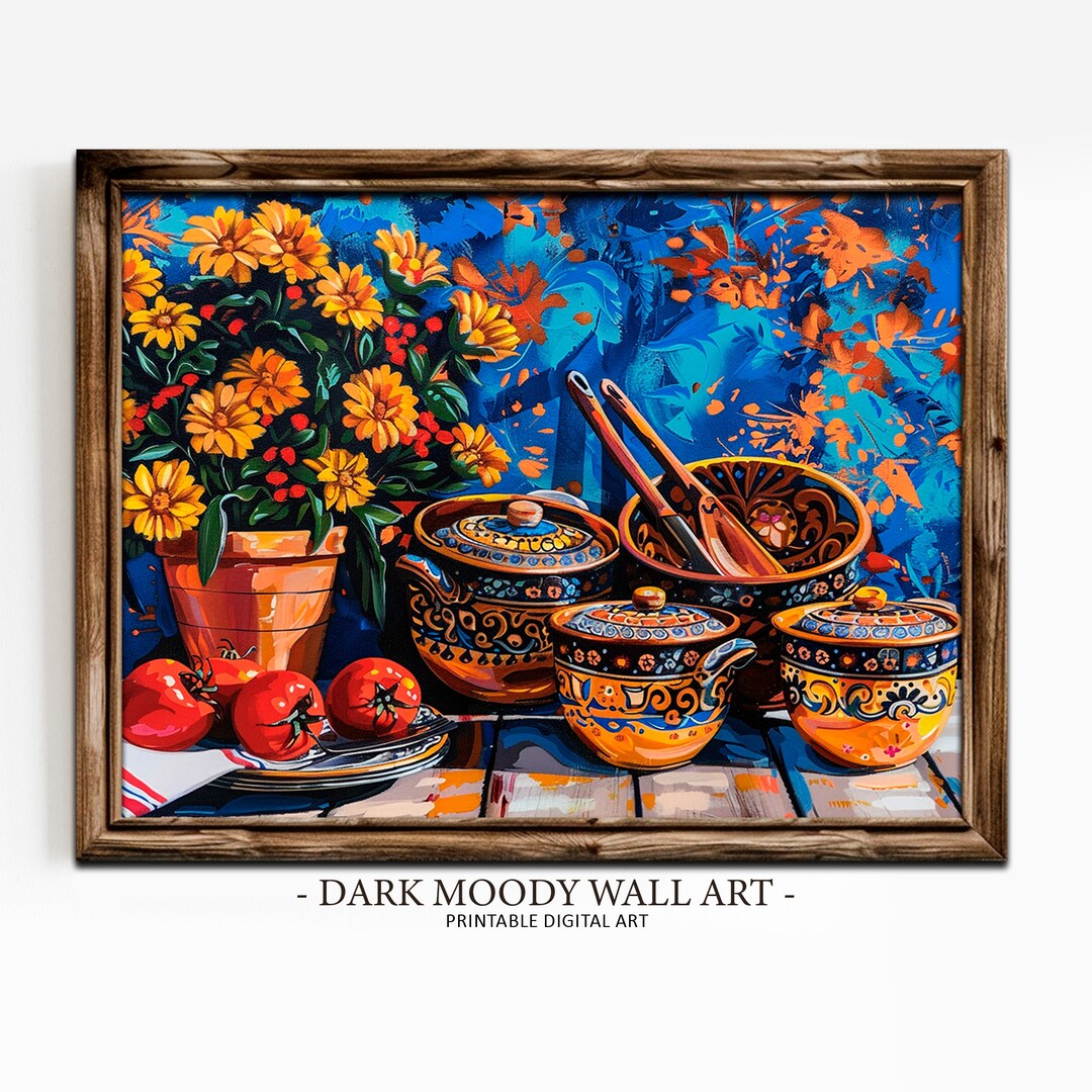 Mexican Talavera Kitchen Still Life Wall Art, Printable Traditional ...