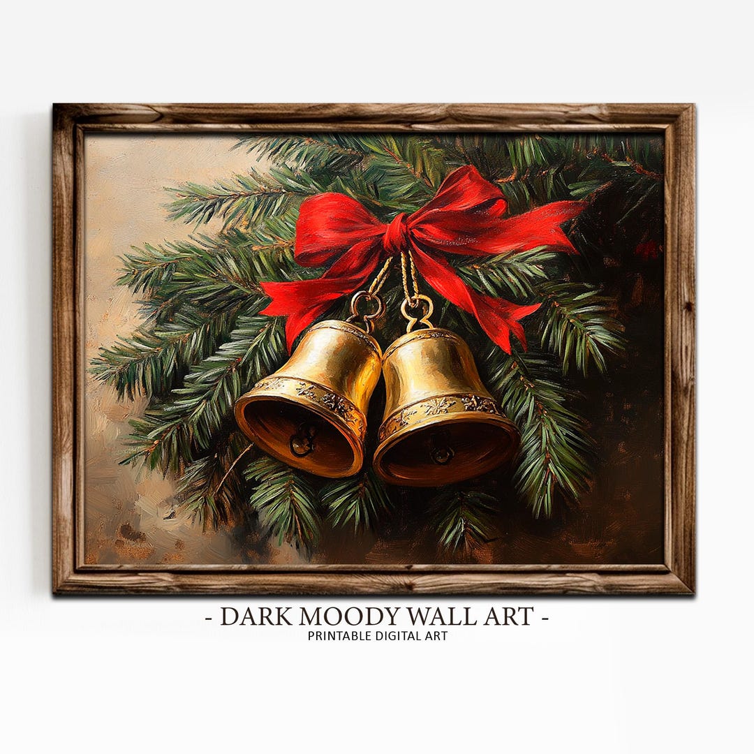 Christmas Jingle Bells Print, Printable Vintage Christmas Wall Art ...