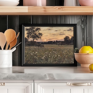 Firefly Field Landscape Printable Wall Art, Evening Countryside Scene ...