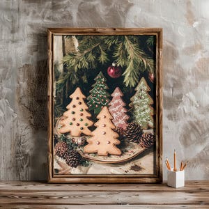 Christmas Tree Gingerbread Cookies Print, Printable Vintage Christmas ...