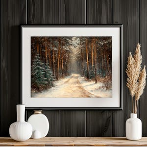 Winter Forest Path Printable Wall Art, Snowy Woodland Landscape ...