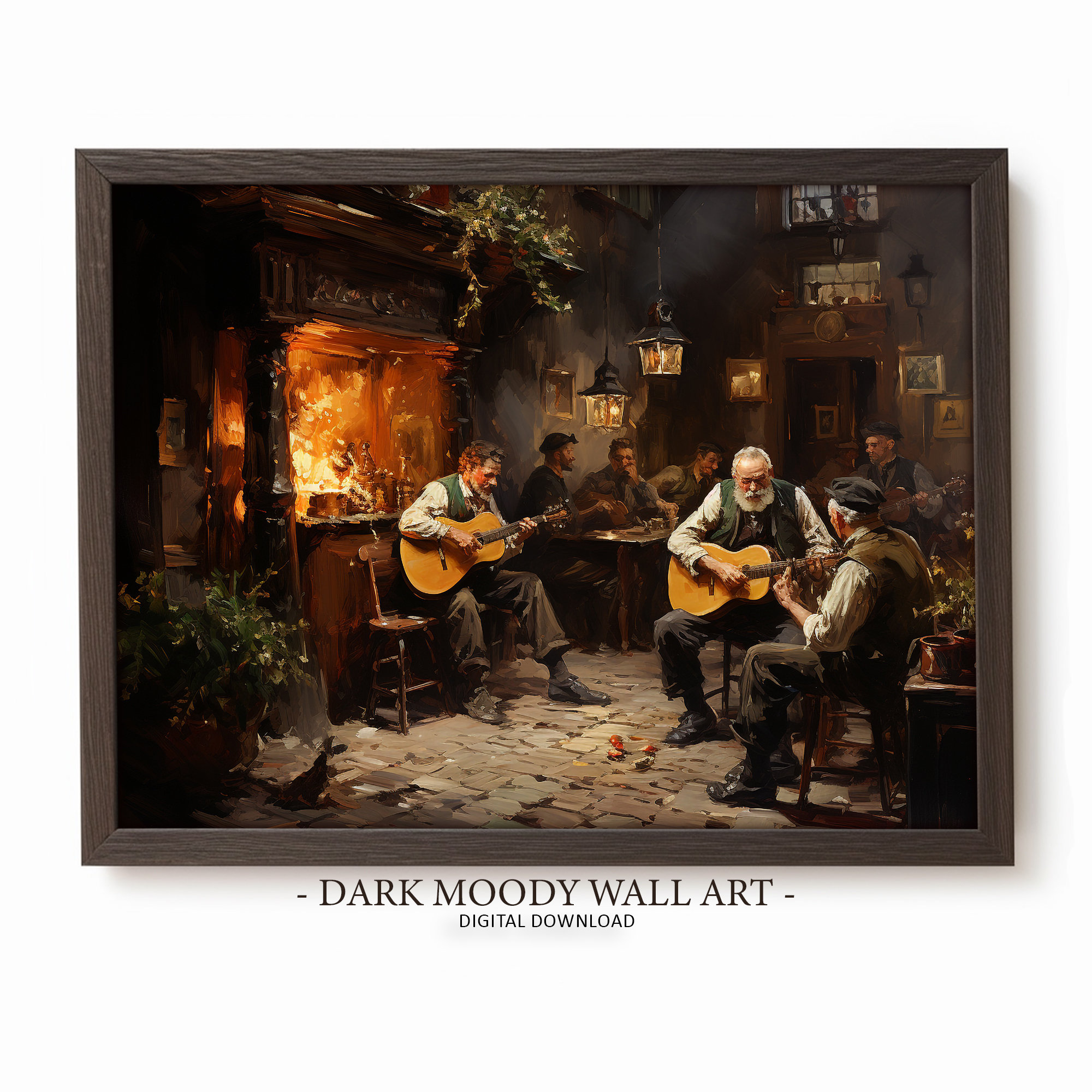 Irish Pub Scene Printable Wall Art, Rustic Music Tavern Print, Vintage ...