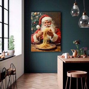Santa Eating Spaghetti Print, Printable Vintage Christmas Wall Art ...