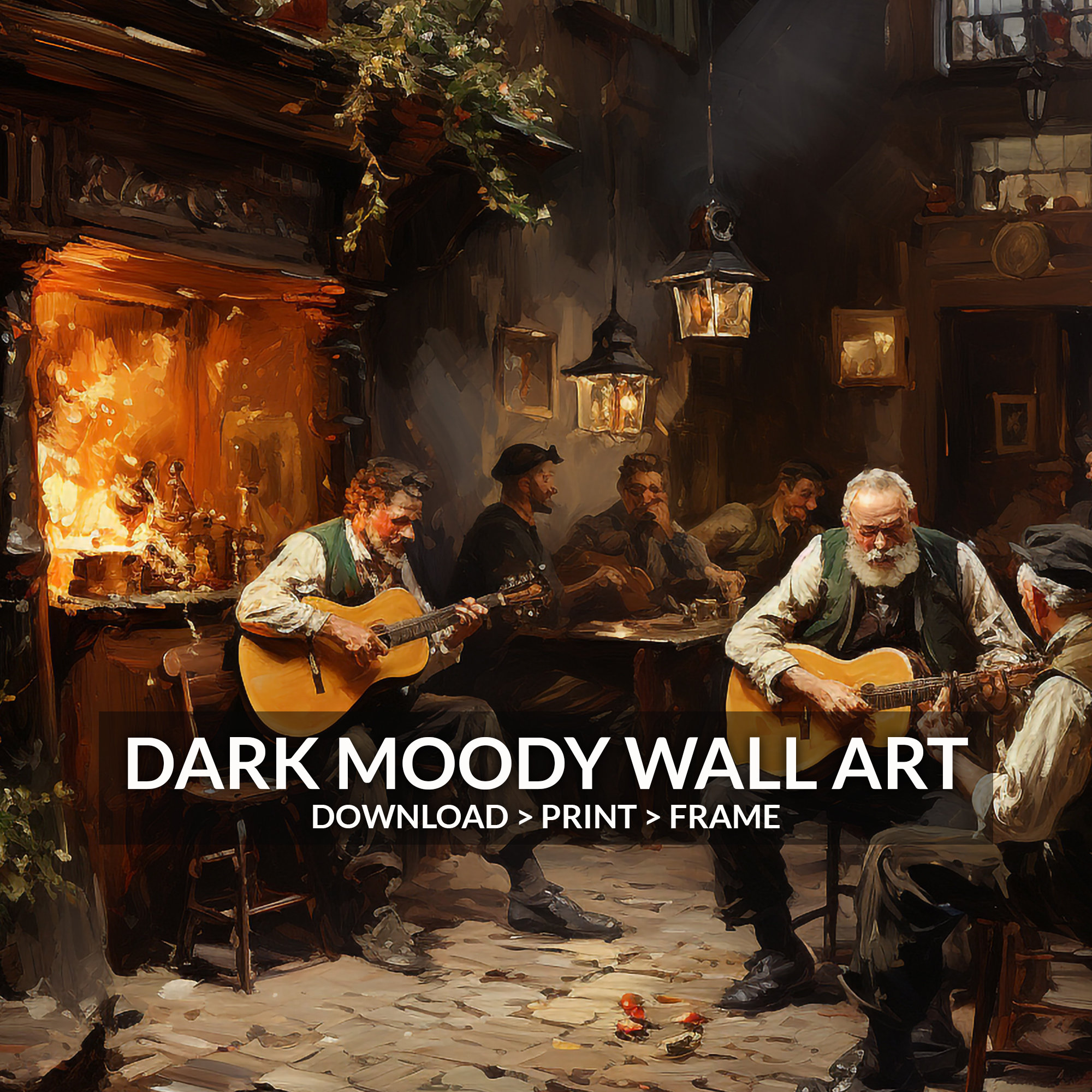 Irish Pub Scene Printable Wall Art, Rustic Music Tavern Print, Vintage ...
