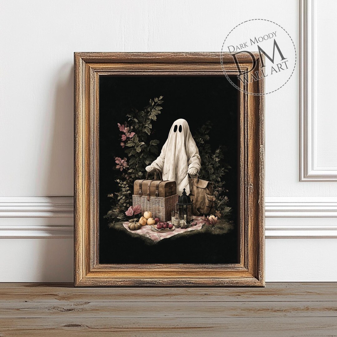 Ghost Picnic Halloween Art Printable Dark Moody Wall Art, Spooky Fall ...