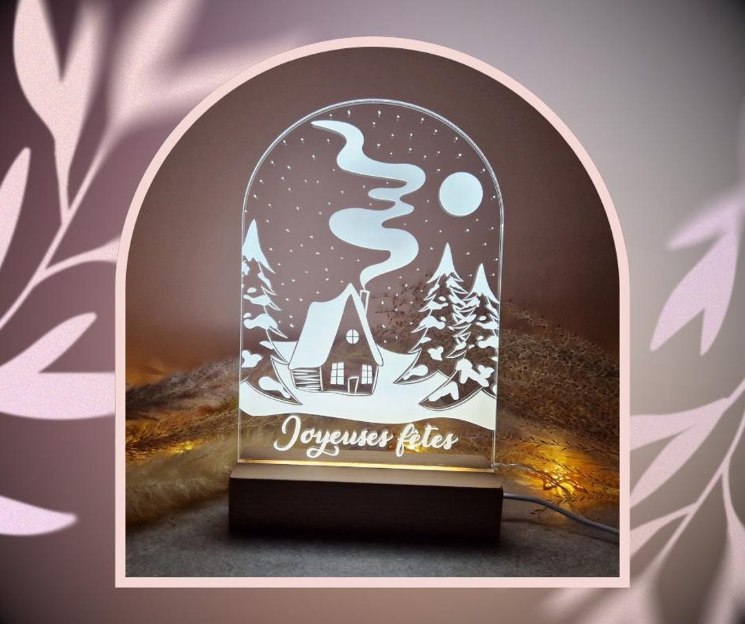 Customizable Night Light, Table Lamp acrylic and LED Winter Landscape ...