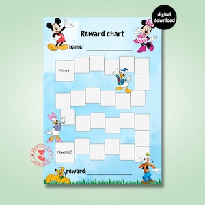 Mickey Mouse Reward Chart for Kids, Minnie Mouse, Donald Duck ...