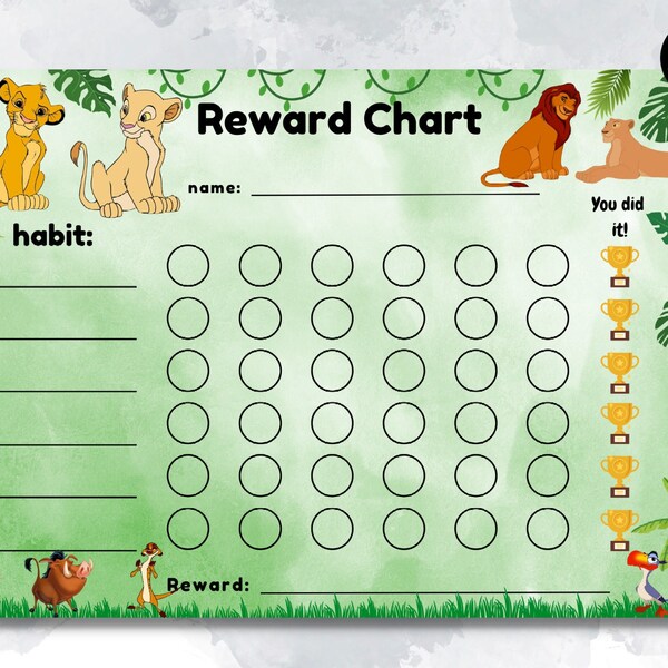 Lion King Reward Chart - Etsy