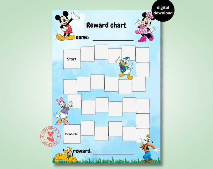 Mickey Mouse Reward Chart for Kids, Minnie Mouse, Donald Duck ...