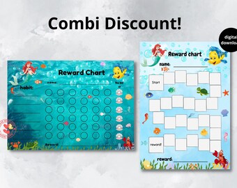 The Little Mermaid Reward Chart for Kids, Ariel, Sea Animalshabit ...