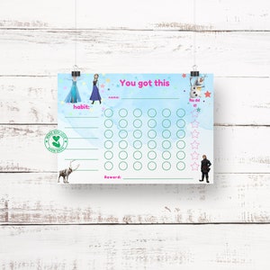Frozen Reward Chart for Kids, Behaviour Chart, Habit Tracker, Elsa ...