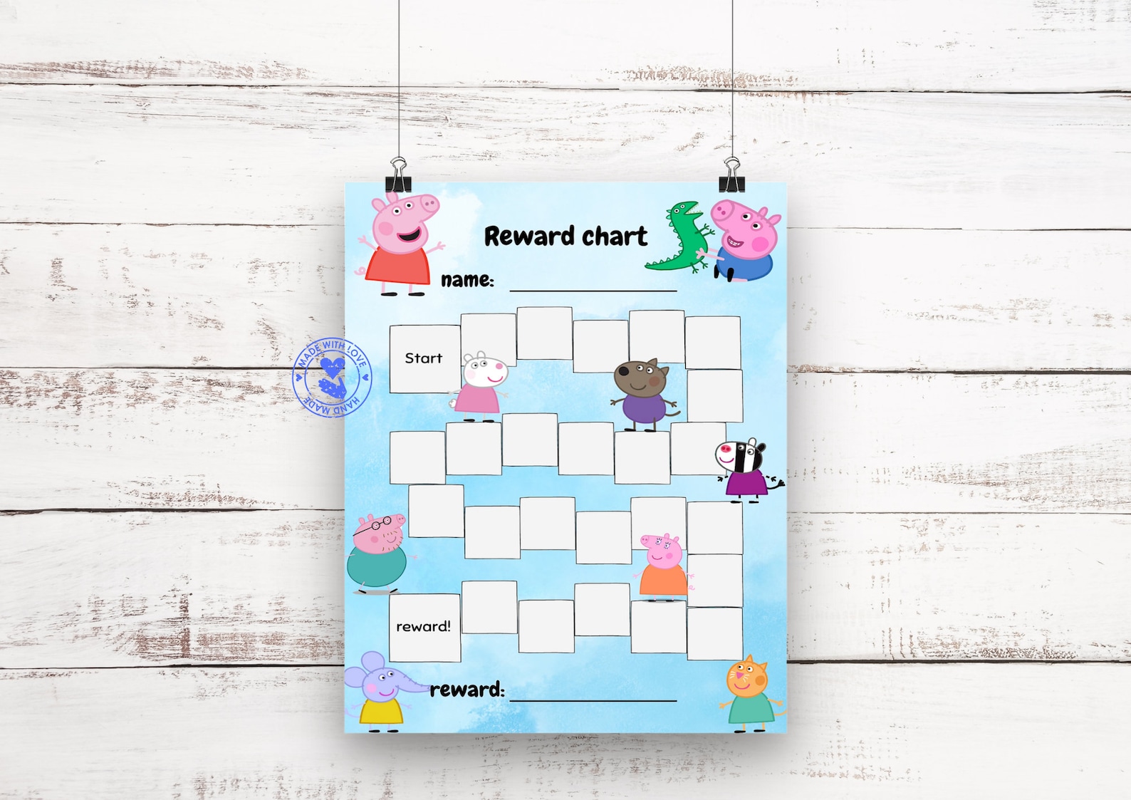 Peppa Pig Reward Chart for Kids Behaviour Chart Habit - Etsy