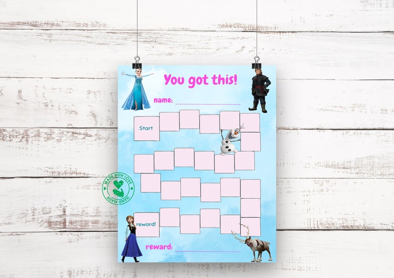 Frozen Reward Chart for Kids, Movie Frozen, Elsa, Olav, Behaviour Chart ...