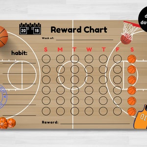 Basketball Reward Chart for Kids, Habit Tracker, Behaviour Chart ...