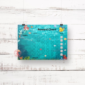 The Little Mermaid Reward Chart for Kids, Ariel, Sea Animalshabit ...
