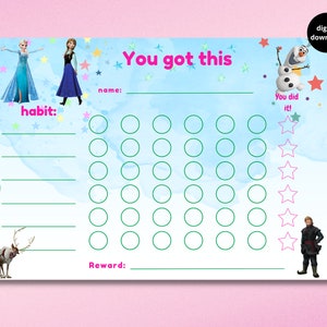 Frozen Reward Chart for Kids, Behaviour Chart, Habit Tracker, Elsa ...