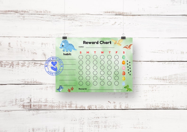 Dino Reward Chart for Kids, T-rex, Habit Tracker, Behaviour Chart ...