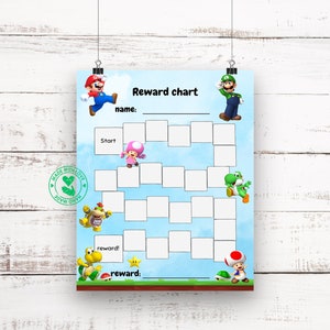 Mario Reward Chart for Kids, Combination Deal, Mario, Luigi, Toad ...
