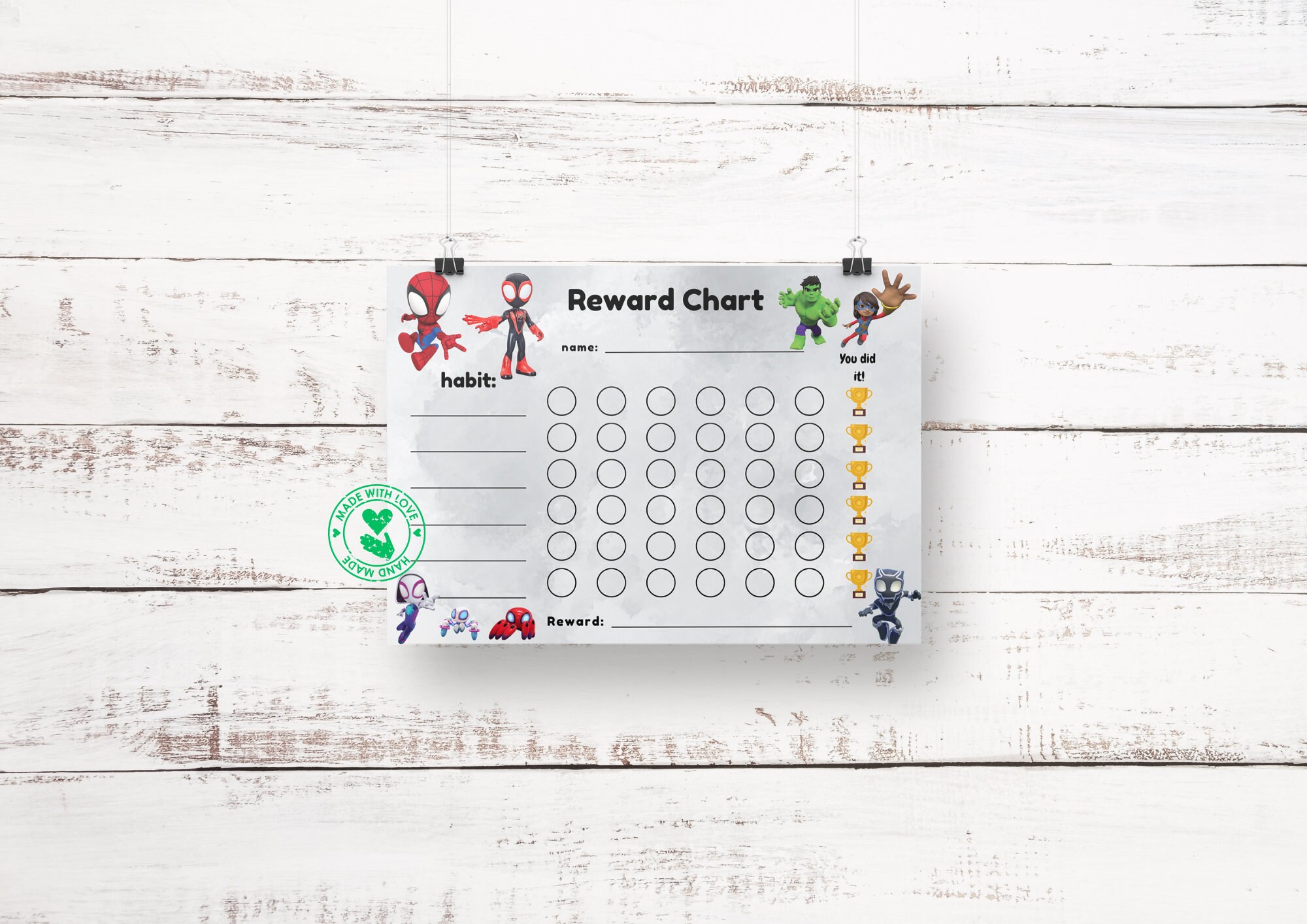 Spidey Reward Chart for Kids, Spider-man, Spidey and His Amazing ...
