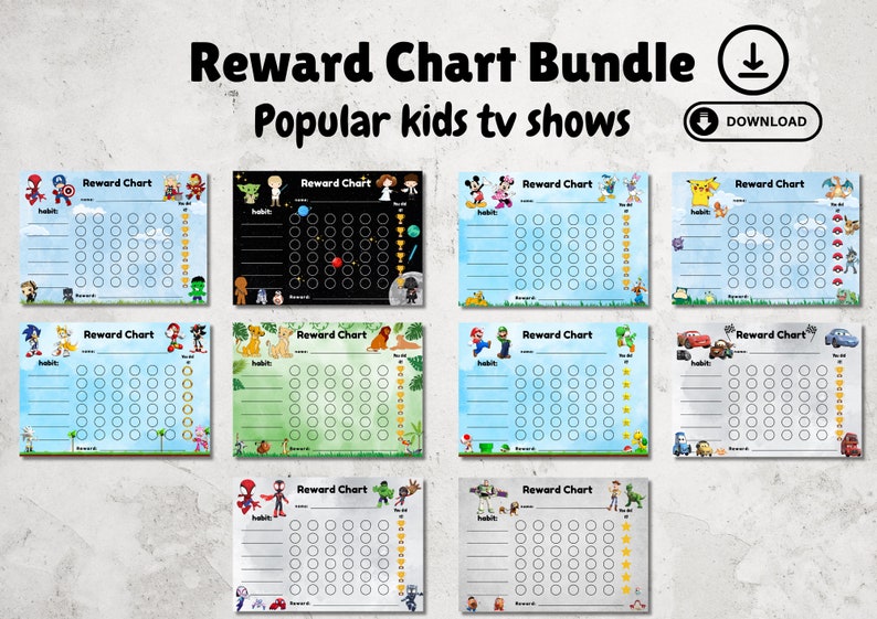Reward Chart Bundle for Boys, Mario, Sonic, Pokemon, Teacher Reward ...