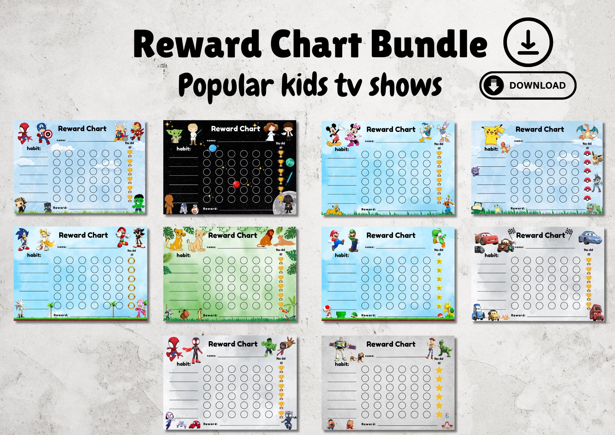 Reward Chart Bundle for Boys, Mario, Sonic, Pokemon, Teacher Reward ...