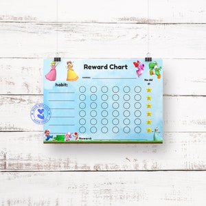 Peach Mario Reward Chart for Kids, Peach, Daisy, Yoshi, Rosalina ...