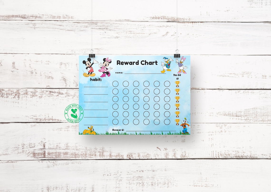 Mickey Mouse Reward Chart for Kids Minnie Mouse Donald Duck - Etsy Canada