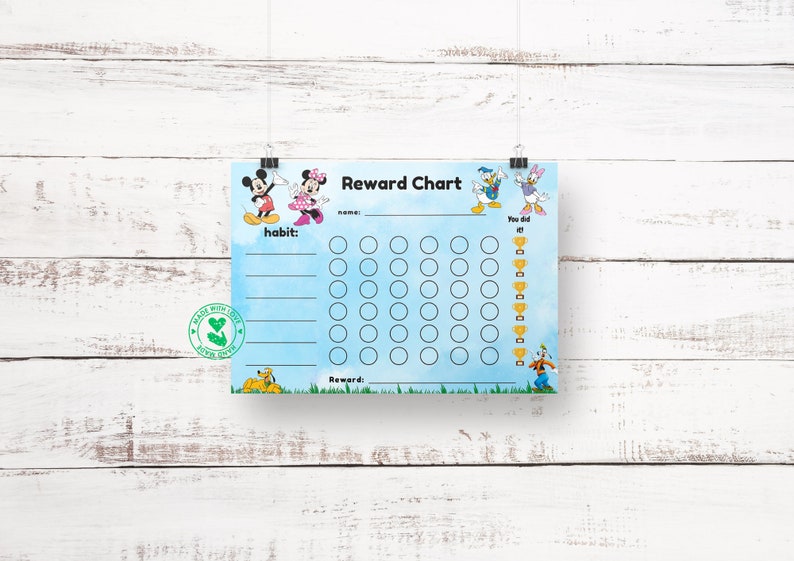 Mickey Mouse Reward Chart for Kids, Minnie Mouse, Donald Duck ...