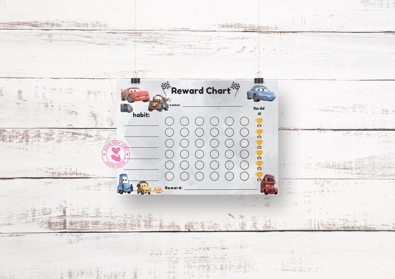 Cars Movie Reward Chart, Lightning Mcqueen, Mater, Behaviour Chart ...