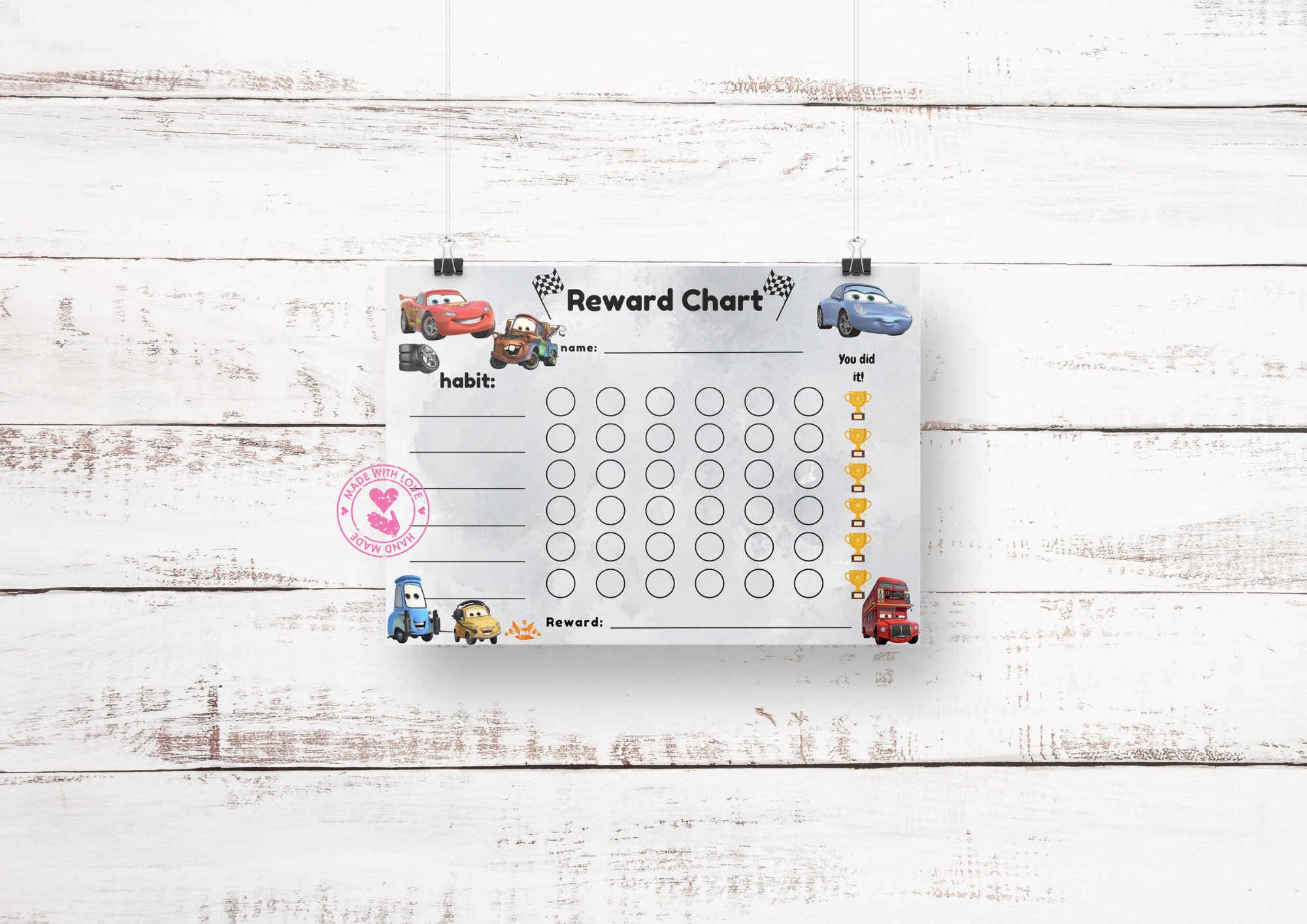 Cars Movie Reward Chart, Lightning Mcqueen, Mater, Behaviour Chart ...