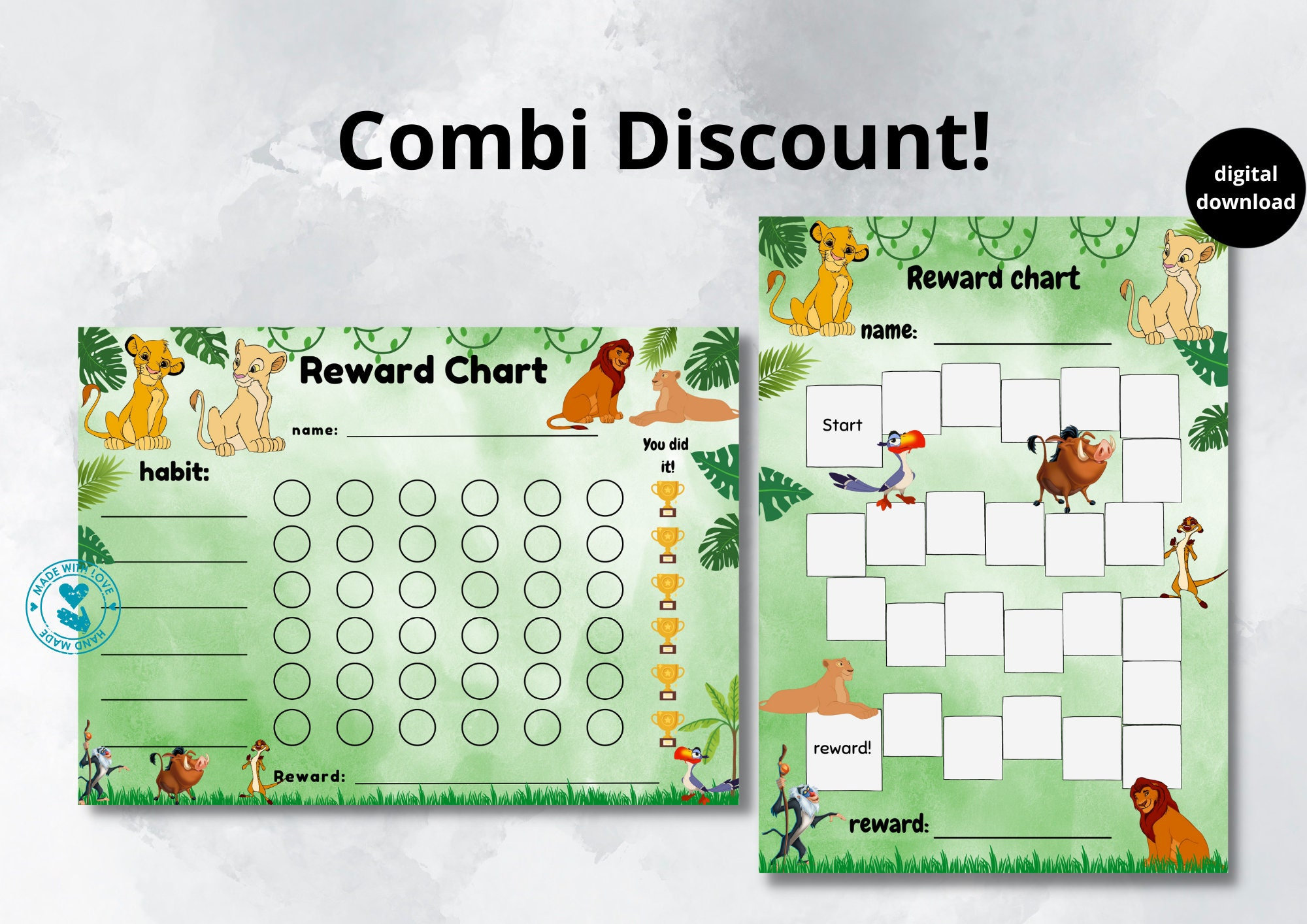 Lion King Reward Chart for Kids, Jungle Reward Chart, Simba, Musafa ...